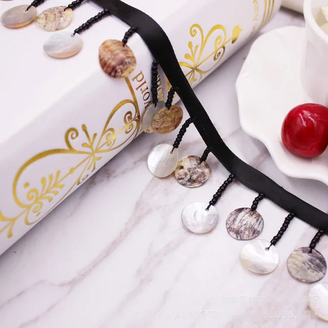 10 Yards Width 1CM Shell Tassel Lace Trim Bohemian Sewing Cotton Fabric ...