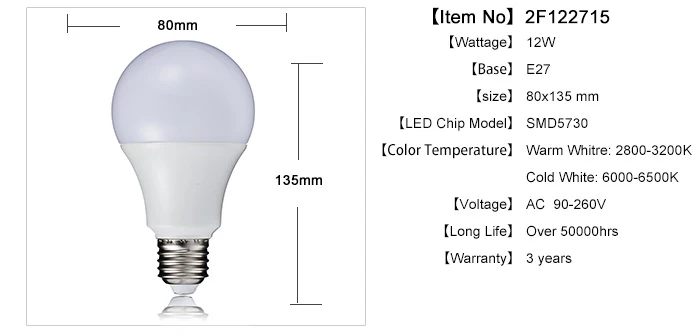 NEW LED Bulb Light E27 3W 5W 7W 9W 12W 220V 110V Real Watt LED Bulb ...