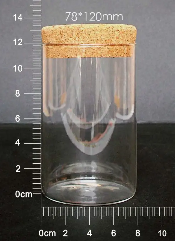 360 x 250ml Glass Tube with cork 78*120MM glass container glass storage ...