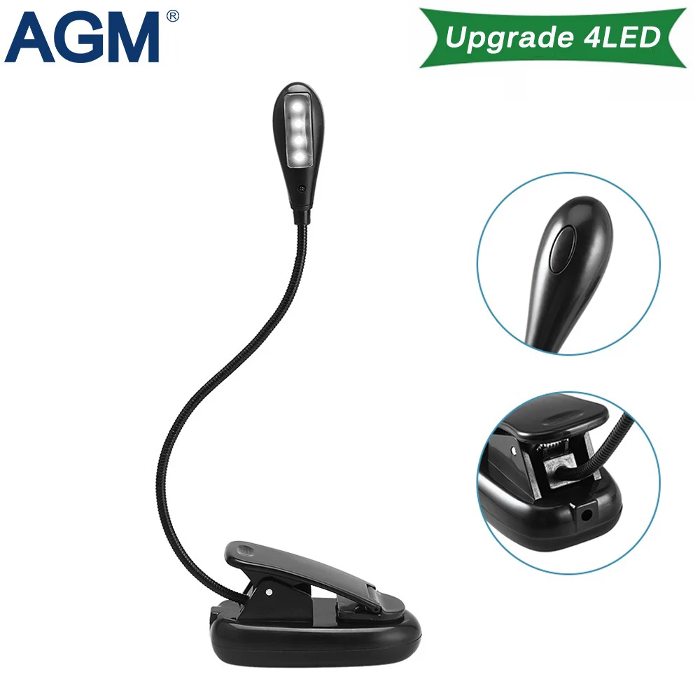 4 LED Book Light Desk Table Lamp Booklight Flexible Fold Clip Reading ...