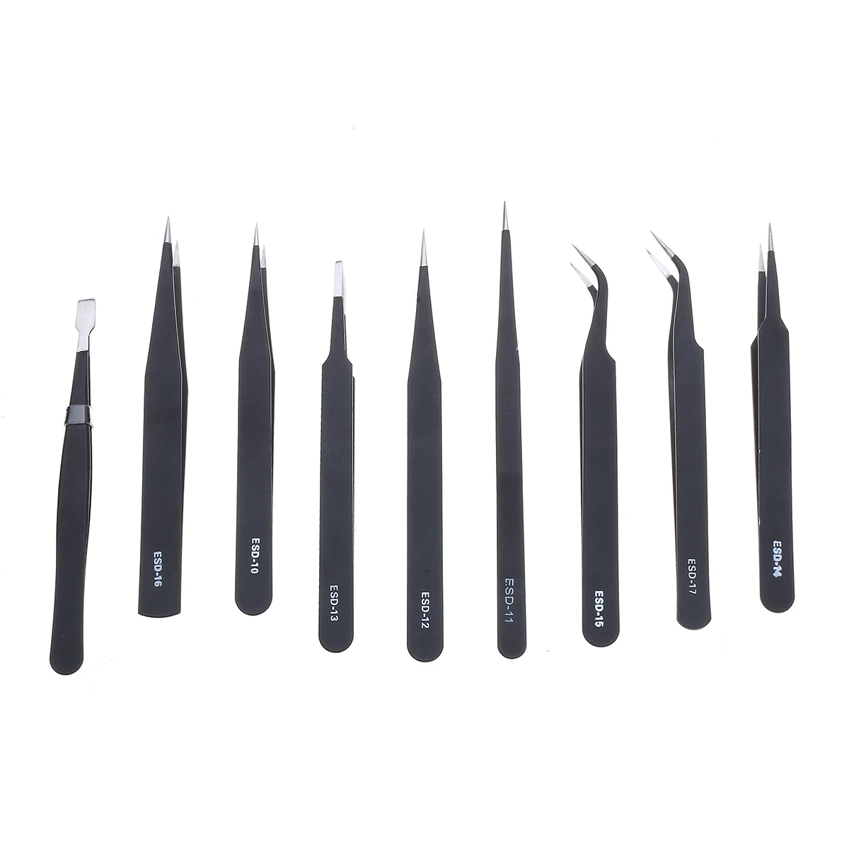 9 Pcs All Purpose Tweezer Anti static Stainless Steel Precision ...