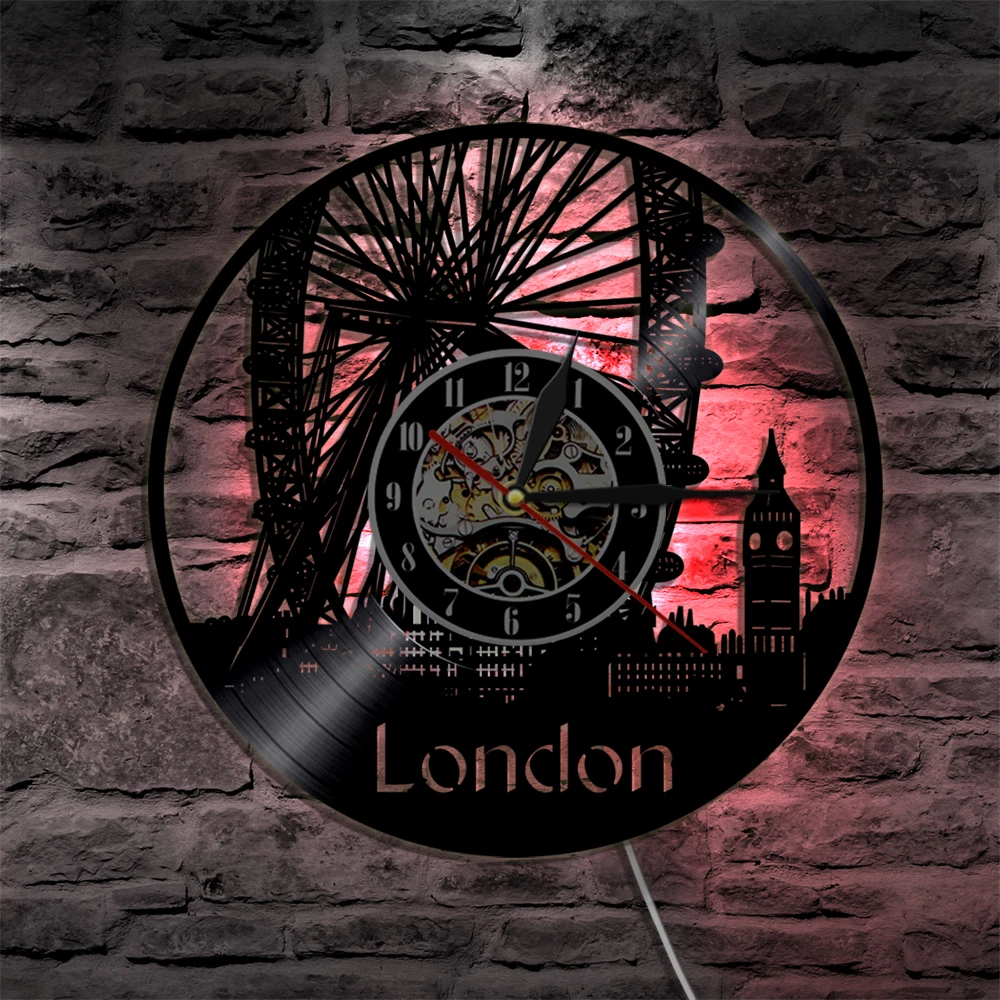 London-LED-Vinyl-Clock-Light-Color-Change-Wall-Light-Remote-Controller ...