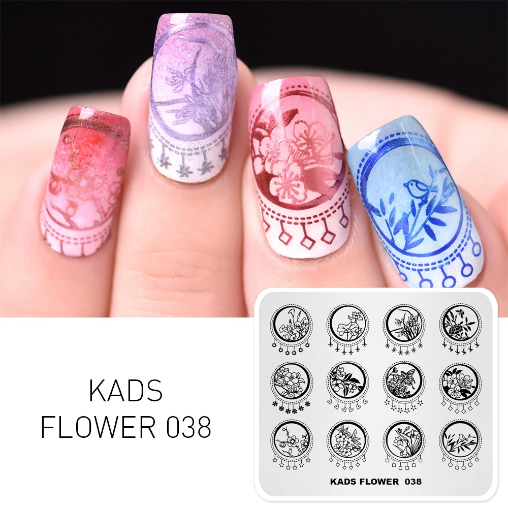 Rolabling Nail Stamping Plate Circle Flower Design Stencil Nail Art ...