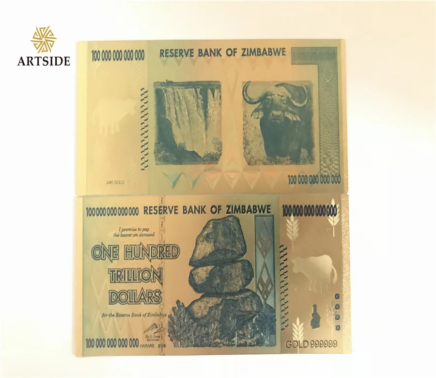 Gold Leaf 100 Trillion Zimbabwe Dollars Bank Note Many In STOCK For ...