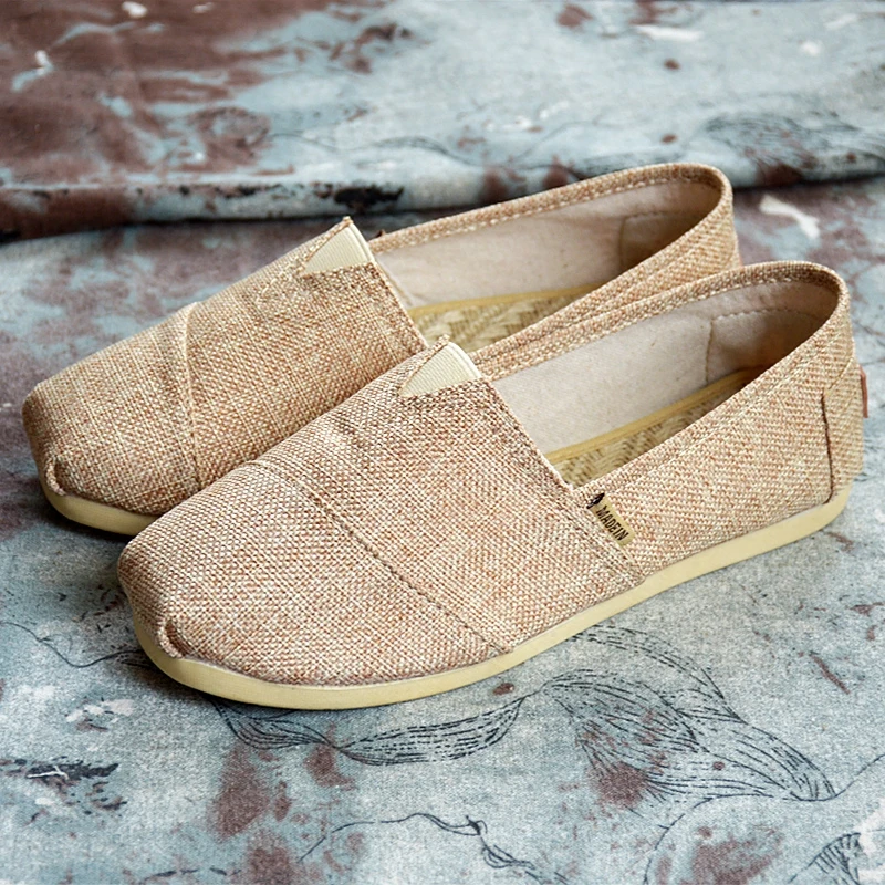 Summer Linen Shoes Men's Low-Top Canvas Shoes Breathable a Pedal Lazy ...