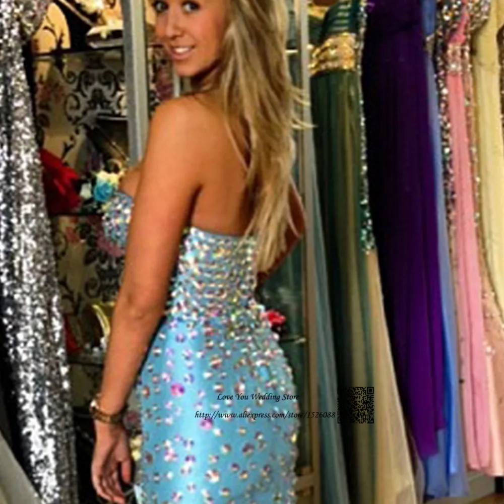 Blue Crystals Rhinestones Formal Evening Gowns Women Long Mermaid Prom ...