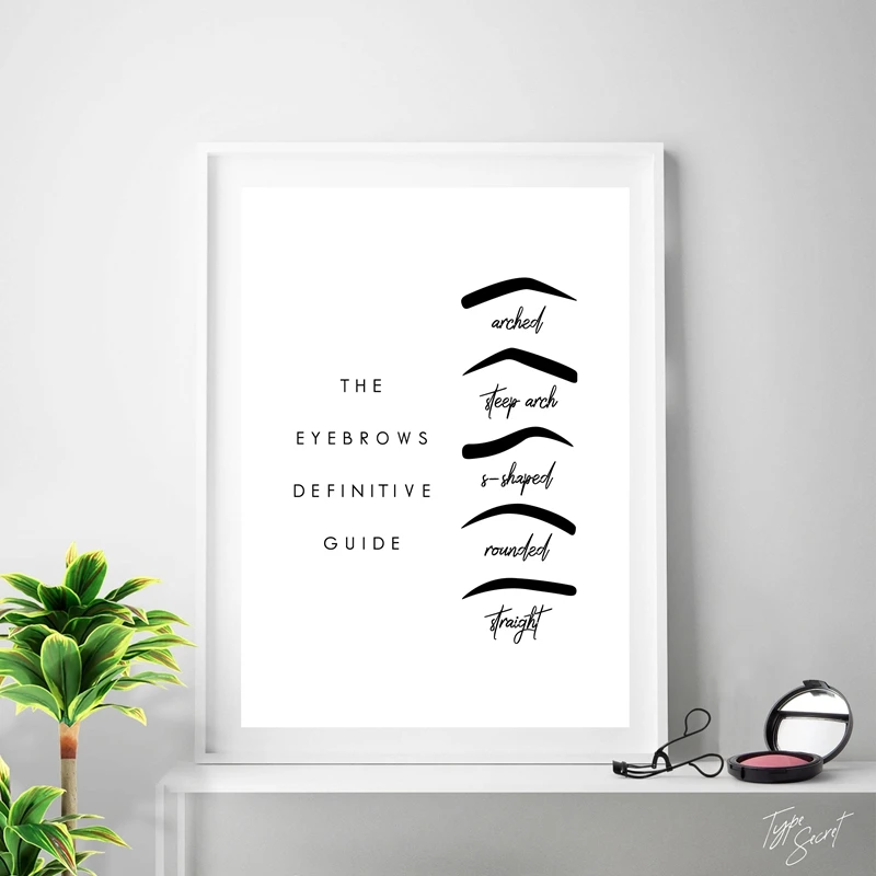 Eyebrows Canvas Prints And Poster , Eyebrow Shapes Guide Painting Black ...