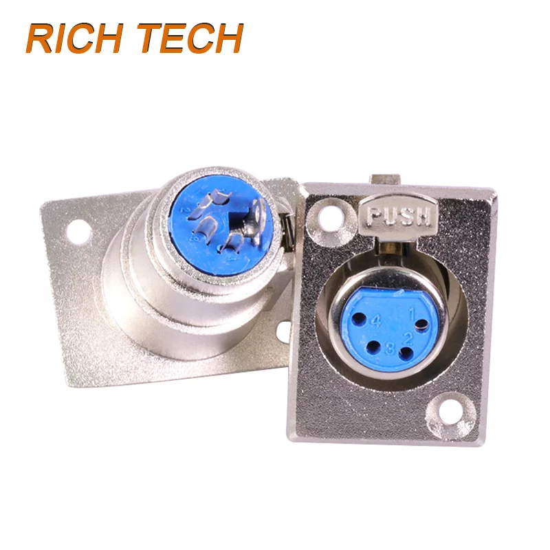 100pcs/lot 4 PIN XLR Female Panel Mount 4 Poles XLR Jack Socket ...