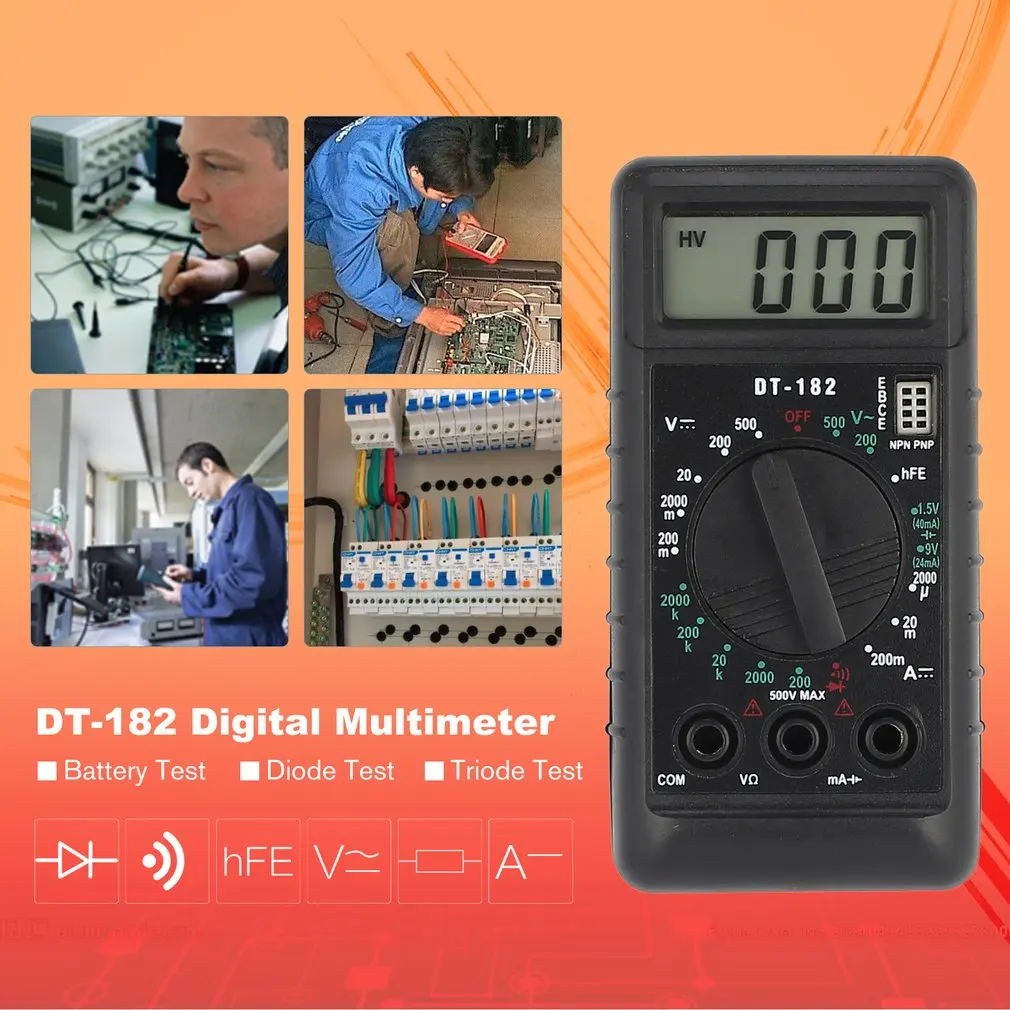 DT-182 цифровой мини мультиметр DC/AC напряжение измеритель тока Ручной Карманный Вольтметр ...