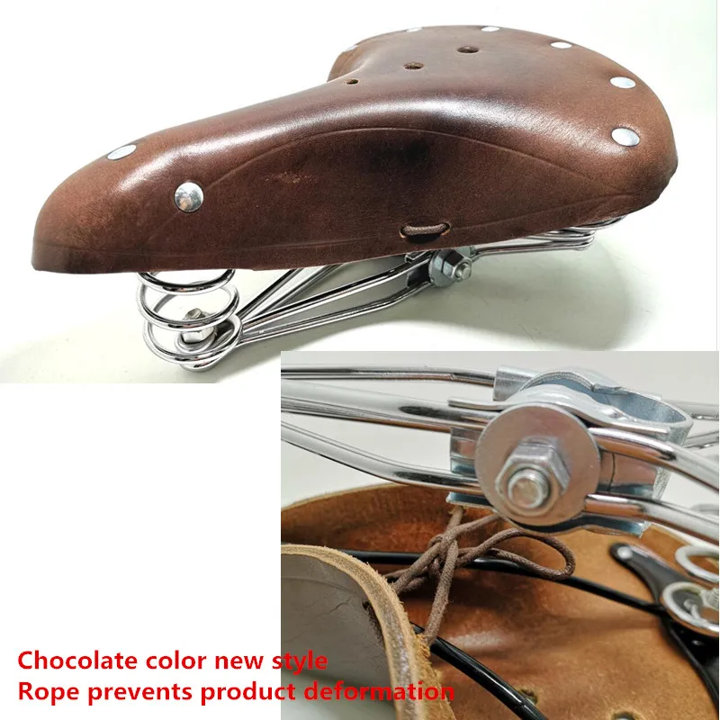 Vintage 2628 Bicycle Saddle Genuine Leather Old Style Spring Saddle ...