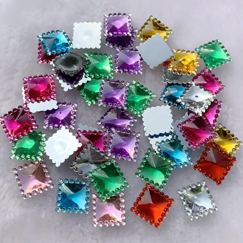 Wholesale 400pcs 12mm Crystal Acrylic Rhinestones Flatback Square Gems ...