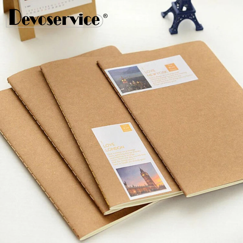 1 pcs estilo simples notebook papel kraft forrado papel bloco de notas ...