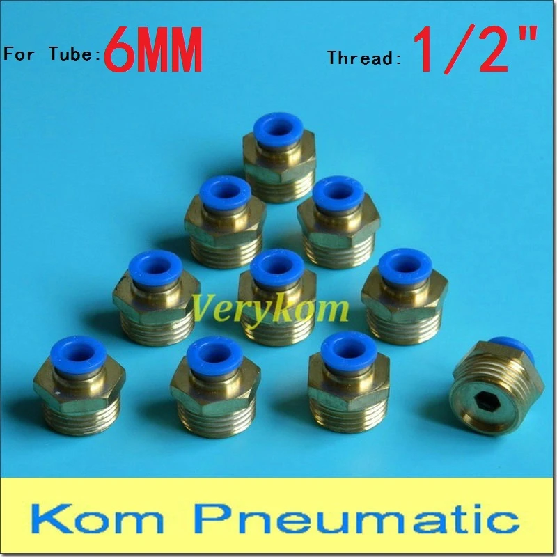 10x Free Shipping Verykom Pneumatic PC 6 04 1/2" Male Straight Air ...