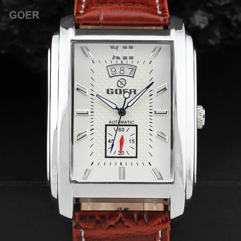 Elegant Goer Men Rectangular Case Fashion Multifunction Dial Date ...
