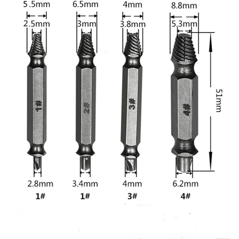 4pcs/Pack Damaged Screw Remover and Bolt Extractor Set Tool Easy Remove ...