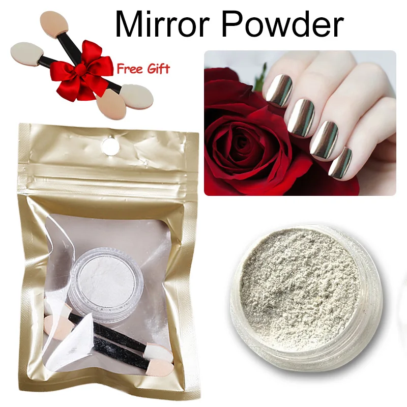 Ellwings 1pcs Nail Glitter Powder Sliver Gold Mirror Powder Dust for ...
