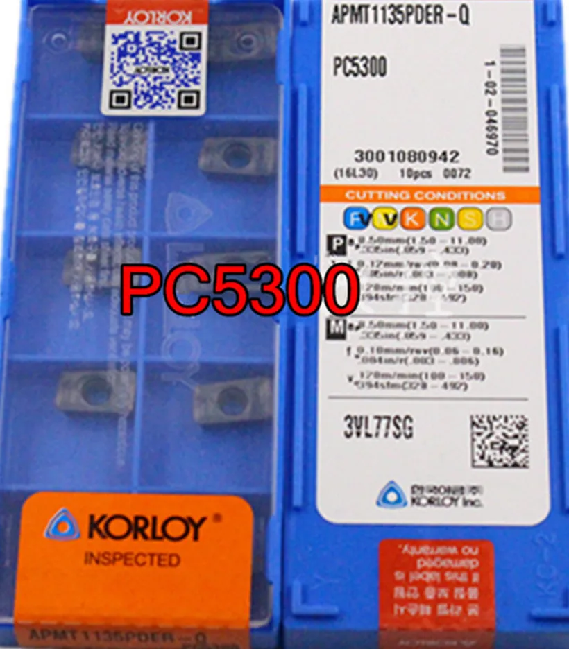 100-original-KORLOY-Carbide-insert-APMT1135-APMT1604-PDER-Q-PC5300-Processing-stainless-steel ...