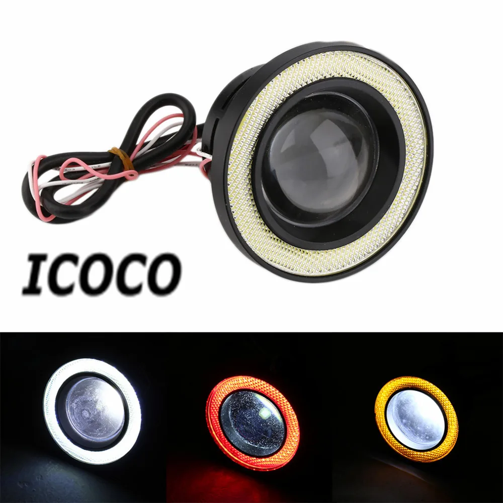 3.5 inch 30W COB Angel Eyes Fog Lights Projector Car Styling LED COB ...