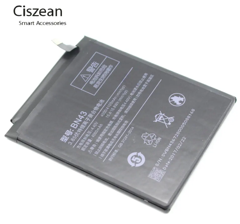Ciszean Batería de repuesto para Xiaomi Redmi Note 4X, acumulador de ...