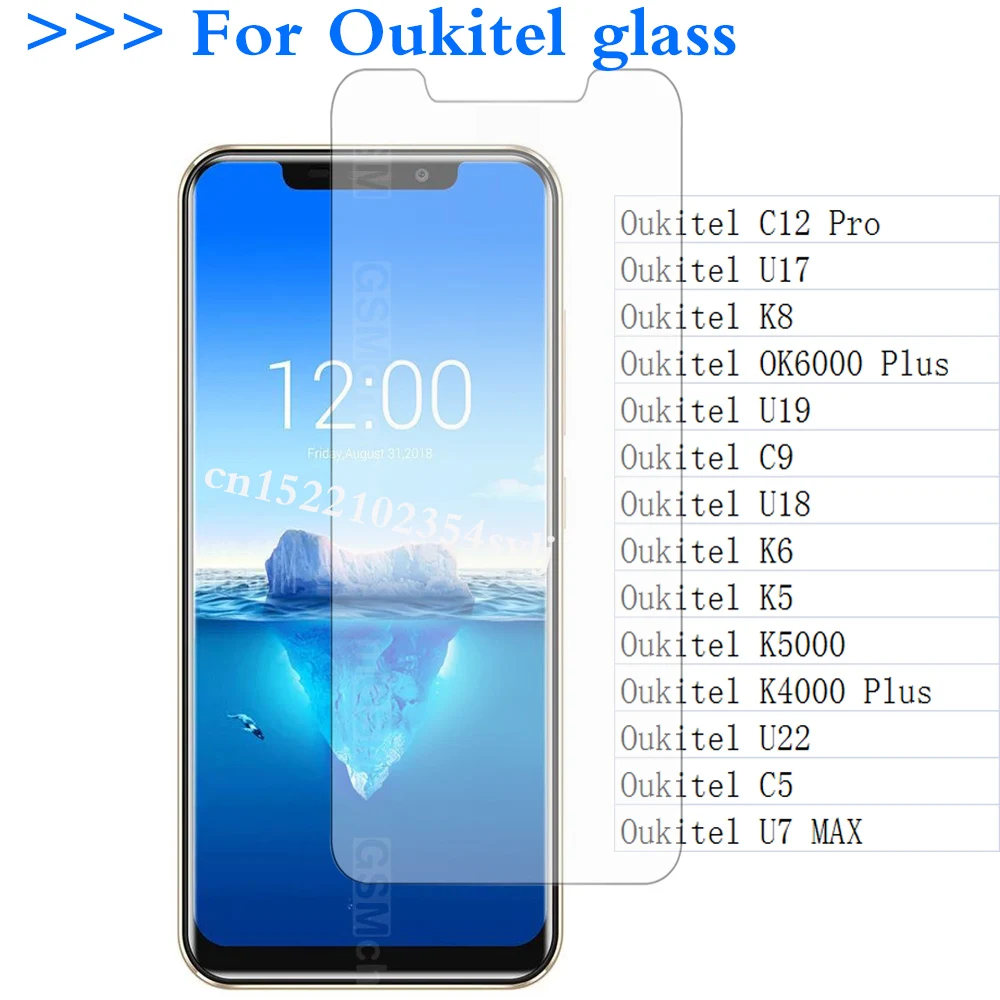 Vidrio templado para Oukitel C5 C9 C12 Pro U17 U18 U19 U22 K5 K6 K8 K5000 K4000 Plus, Protector ...