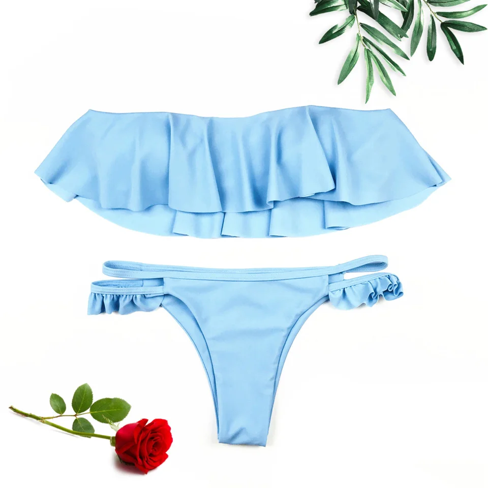 Buy New Ruffle Bikini Girl Bandeau Swimsuit Flouncing
