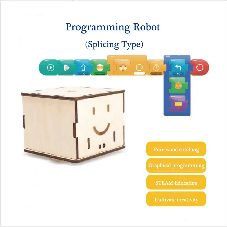 LED Light Wood DIY Square Stitching Programmable Cube Robot Kits Kids ...
