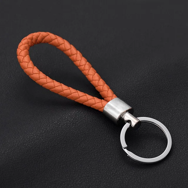 Handmade Leather Rope Woven Keychain Metal key rings Key Chains Men or ...