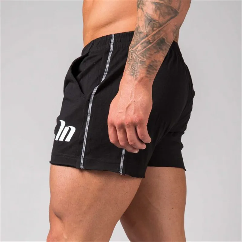 Buy 2018 New Men Cotton Slim Shorts Gyms Fitness