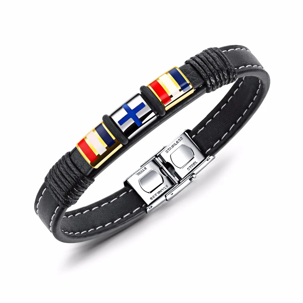 Trendy Personality Switzerland Style Leather Bracelets Men Bangles ...