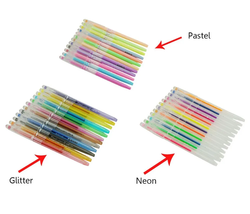 Premium Gel Color Pens 36 Color Set Gel Pens /glitter, Neon , Pastel ...