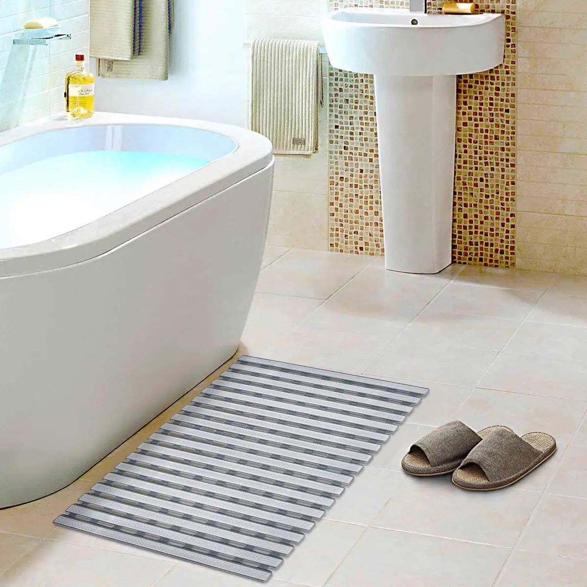 Non Slip Bath Mat With Suction Cups Bathroom Kitchen Door Floor Tub Non Slip Bath Mat With Suction Cups Bathroom Kitchen Door Floor Tub