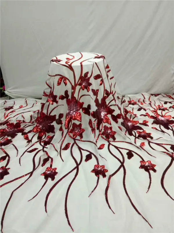 Tecido de renda líquida africano com lantejoulas 5 jardas moda sequin ...