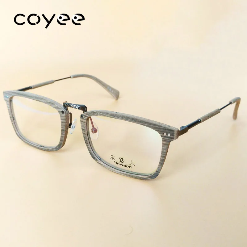 Wood Grain Glasses For Computer Women Men Optical Eyewear Acetate Eyeglass Frames Rx Square