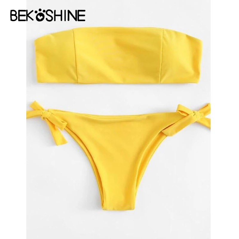 Bekoshine Imprimir Bikini Set Amarillo Traje De Baño Mujer 2018 Traje