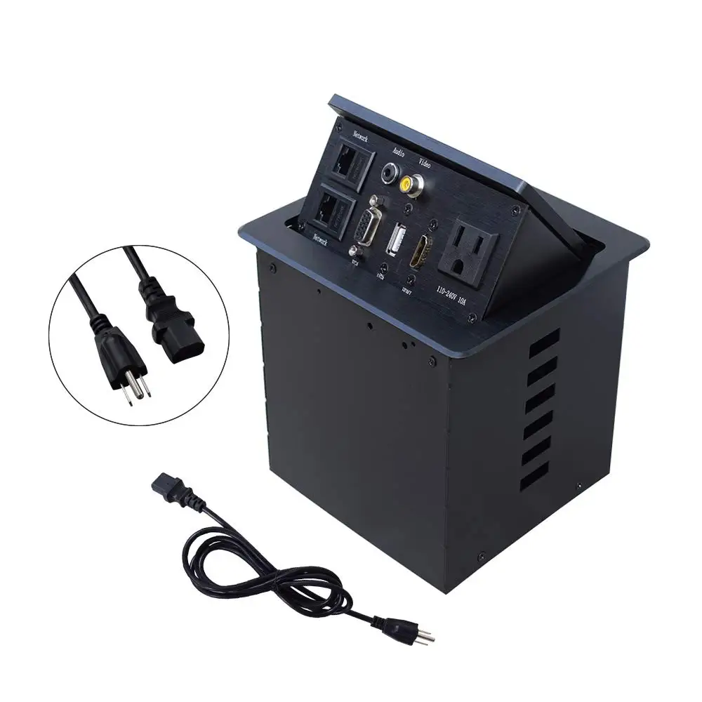 US power hidden table socket with USB and internet ,gas pop up open way ...