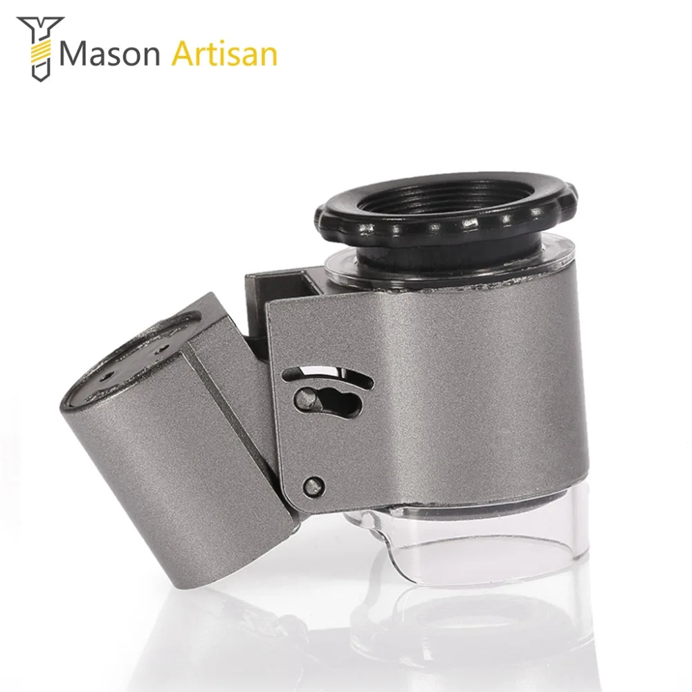 1piece 45x Microscope Handheld Mini Pocket Microscope Loupe Jeweler Illuminated Magnifier