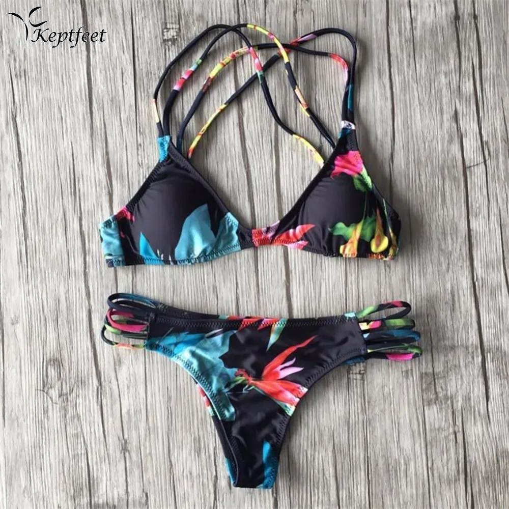 Summer Swimwear Women New 2018 Cross Back Bikini Low Waist Swimsuit