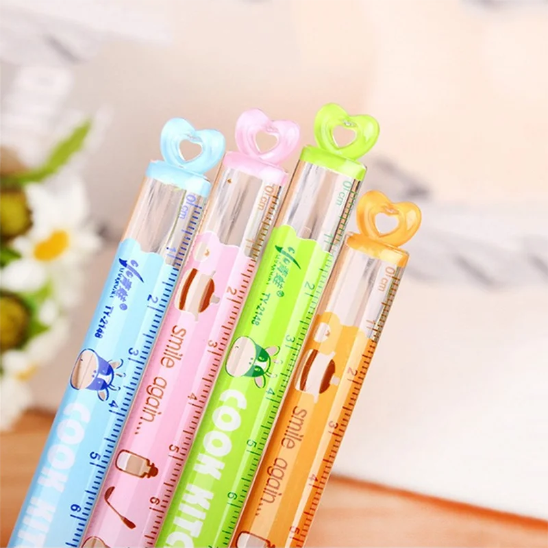 2pcs Movelty Love Mini Ruler Plastic Cartoon Stright Rulers material ...