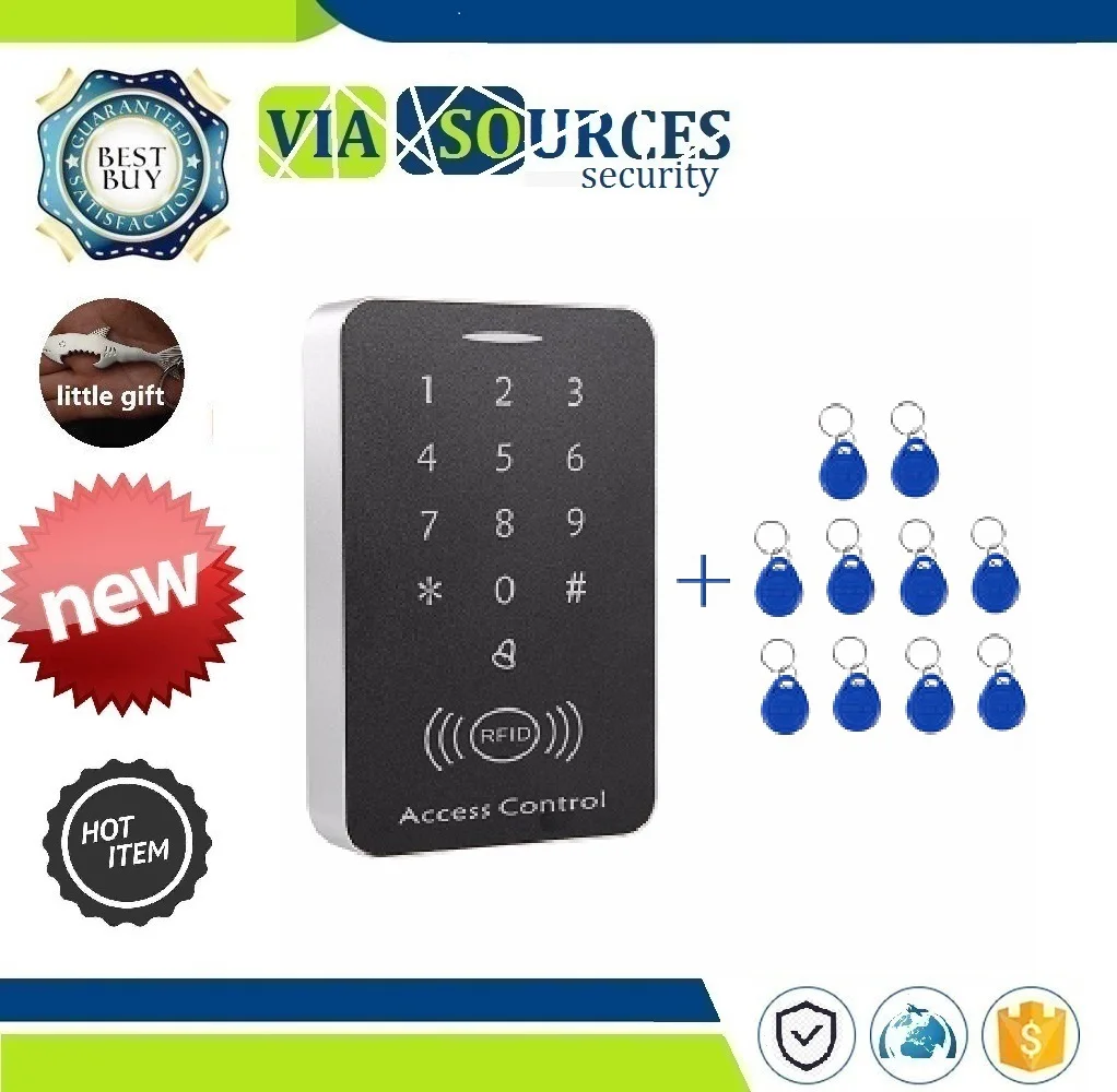 Controller Keypad +10 Key Fobs Rfid Door Access Control System RFID ...