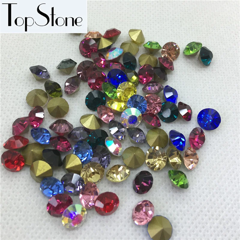 Mix Colors pointed back Glass Chatons Crystal Beads Many Colors 6mm 8mm ...