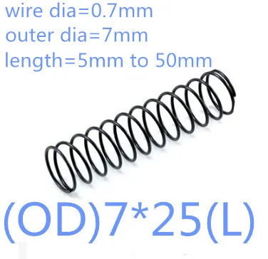 50pcs 0.7mm 0.7*7*25mm 7 x 25mm Small spot spring wire compression ...