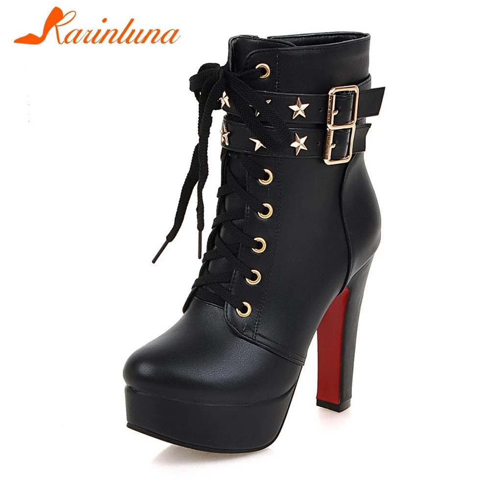 KARINLUNA 2019 Brand Large Size 32 47 Winter Woman Motorcycles Boots ...