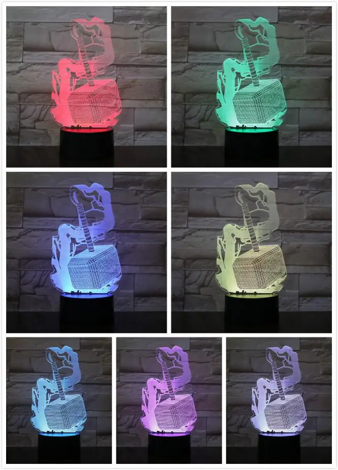 Usb 3d Led Night Light Marvel The Avengers Superheros Thor Hammer ...
