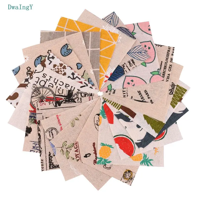 DwaIngY tela de lino y algodón con estampado de color aleatorio, Mantel Individual de 10cm x ...