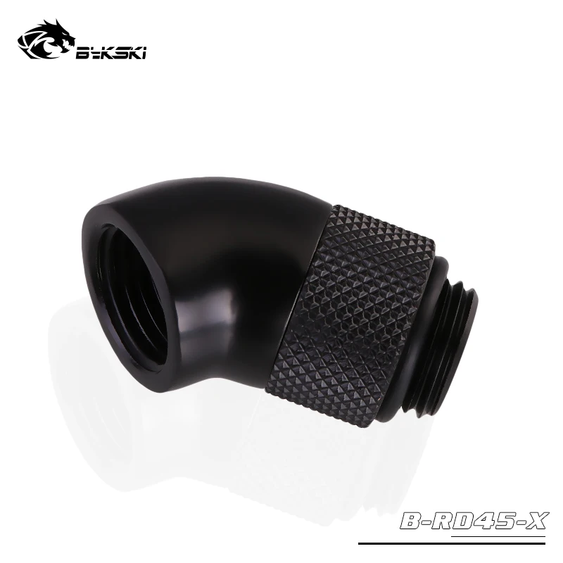 Bykski adaptador giratório preto glod, adaptador prata g1/4 ''rosca 45 graus de encaixe ...