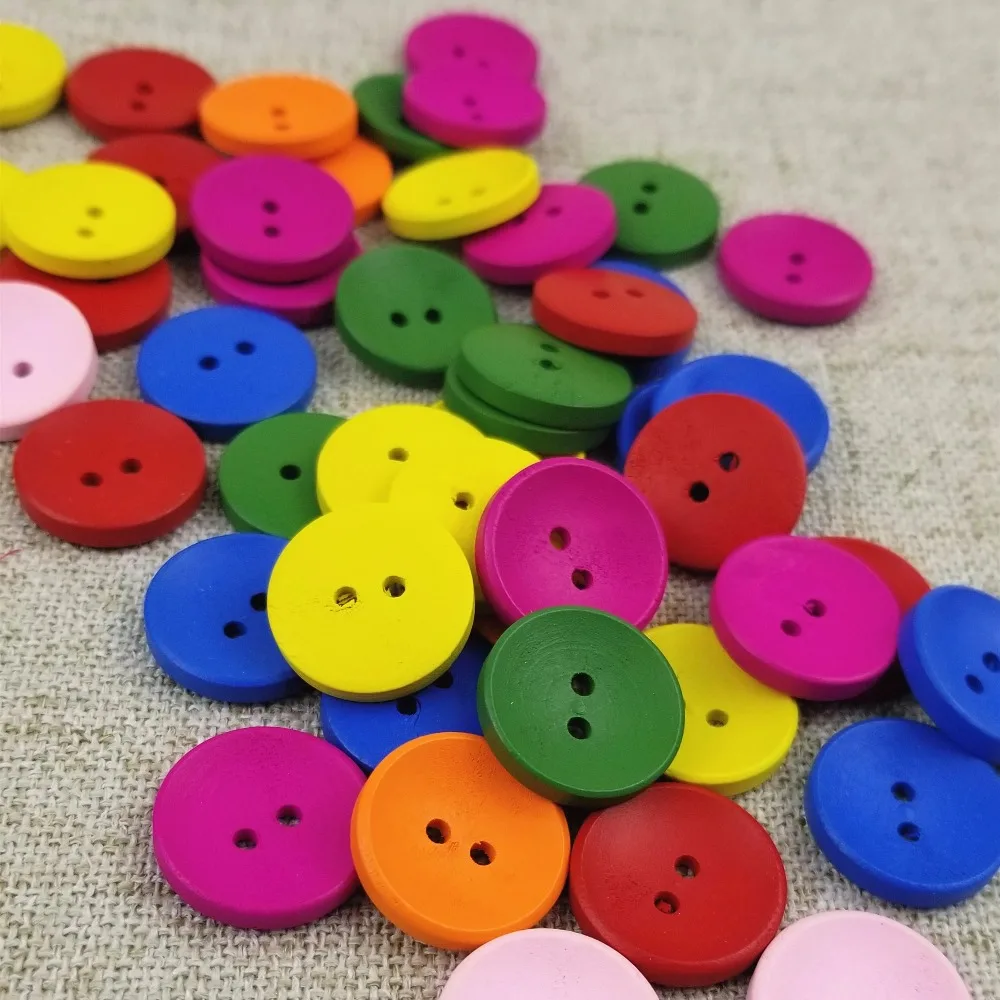 Random Mixed 2 Holes Wooden Buttons Scrapbooking 20mm Decorative ...