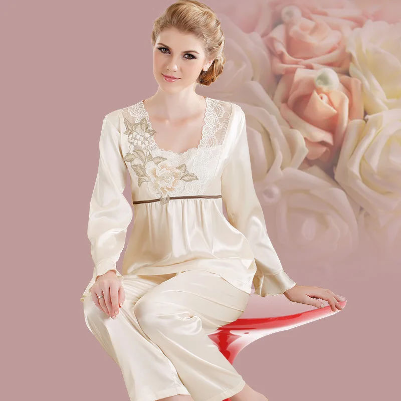 Summer 2018 New Arrival Women's Elegant Pyjama Satin Pajama Sets Womens ...