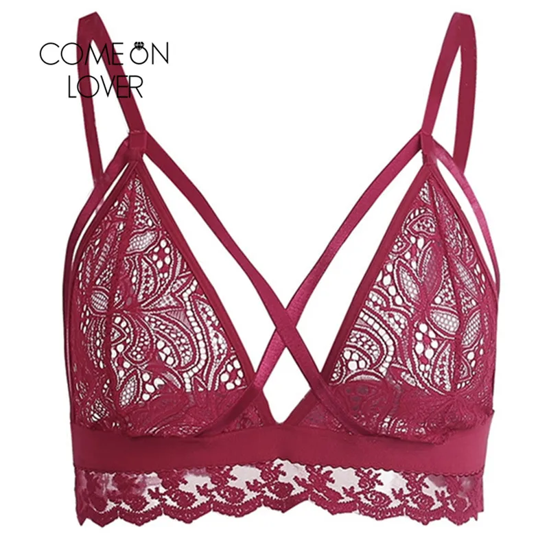 Comeonlover Hollow Out Lace Bralette Sexy Black Triangle Bra Brassiere