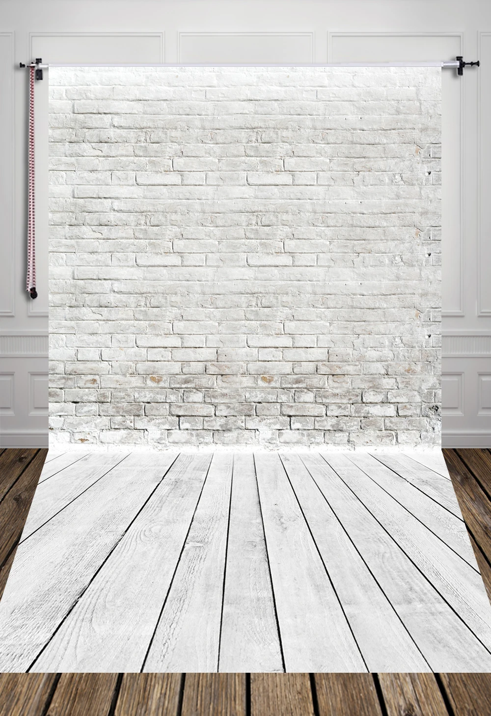 HUAYI Brick Wall Backdrop Vintage Gray Wood Floor Art Fabric Newborn ...