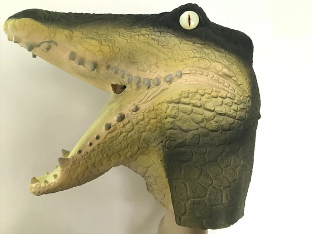 Creepy Horror Crocodile Animal Mask Latex Full Face Adult Mask Costume ...